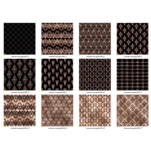 Victorian Rose Gold Digital Paper, Ornate Seamless Patterns With Damask ...