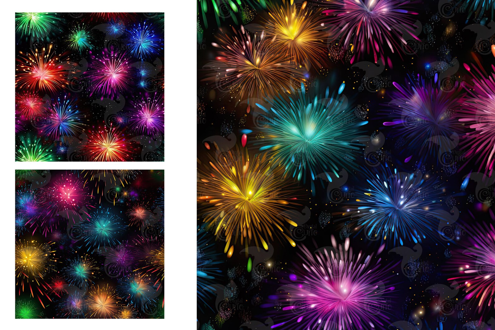 Rainbow Fireworks Digital Paper, Seamless Printable Textures Printable ...