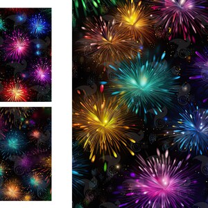 Rainbow Fireworks Digital Paper, Seamless Printable Textures Printable ...