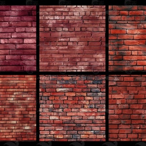Red Brick Textures Digital Paper, Seamless Rustic Brick Wall Digital ...