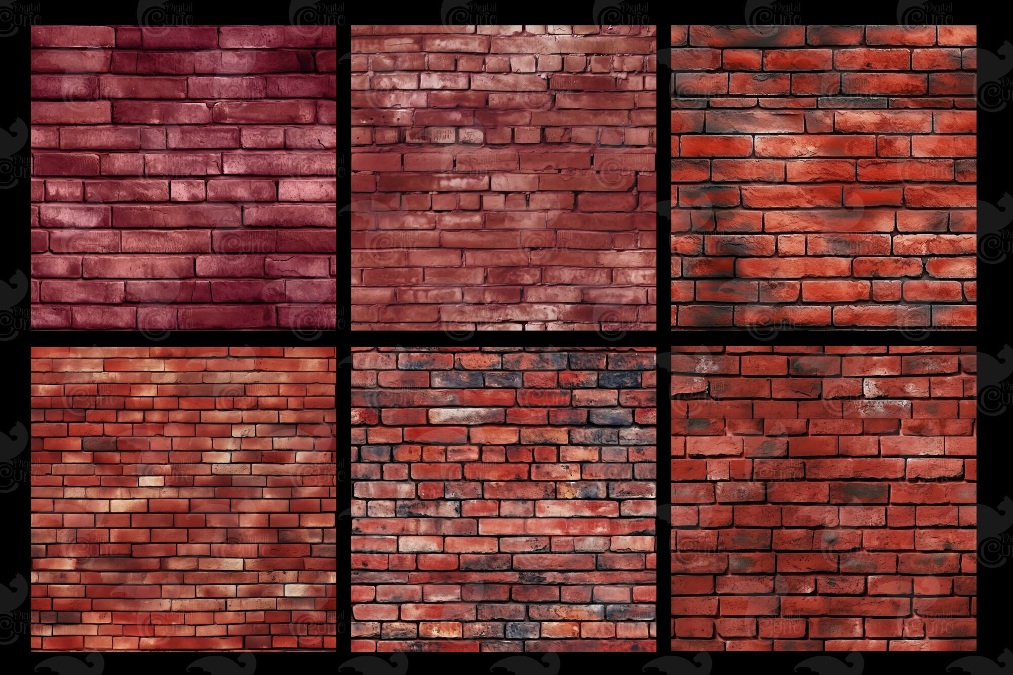 Red Brick Textures Digital Paper, Seamless Rustic Wall Backgrounds ...
