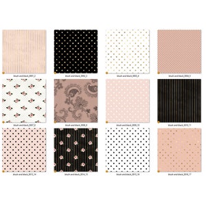 Shabby Blush and Black Digital Paper With Gold Polka Dot Seamless ...
