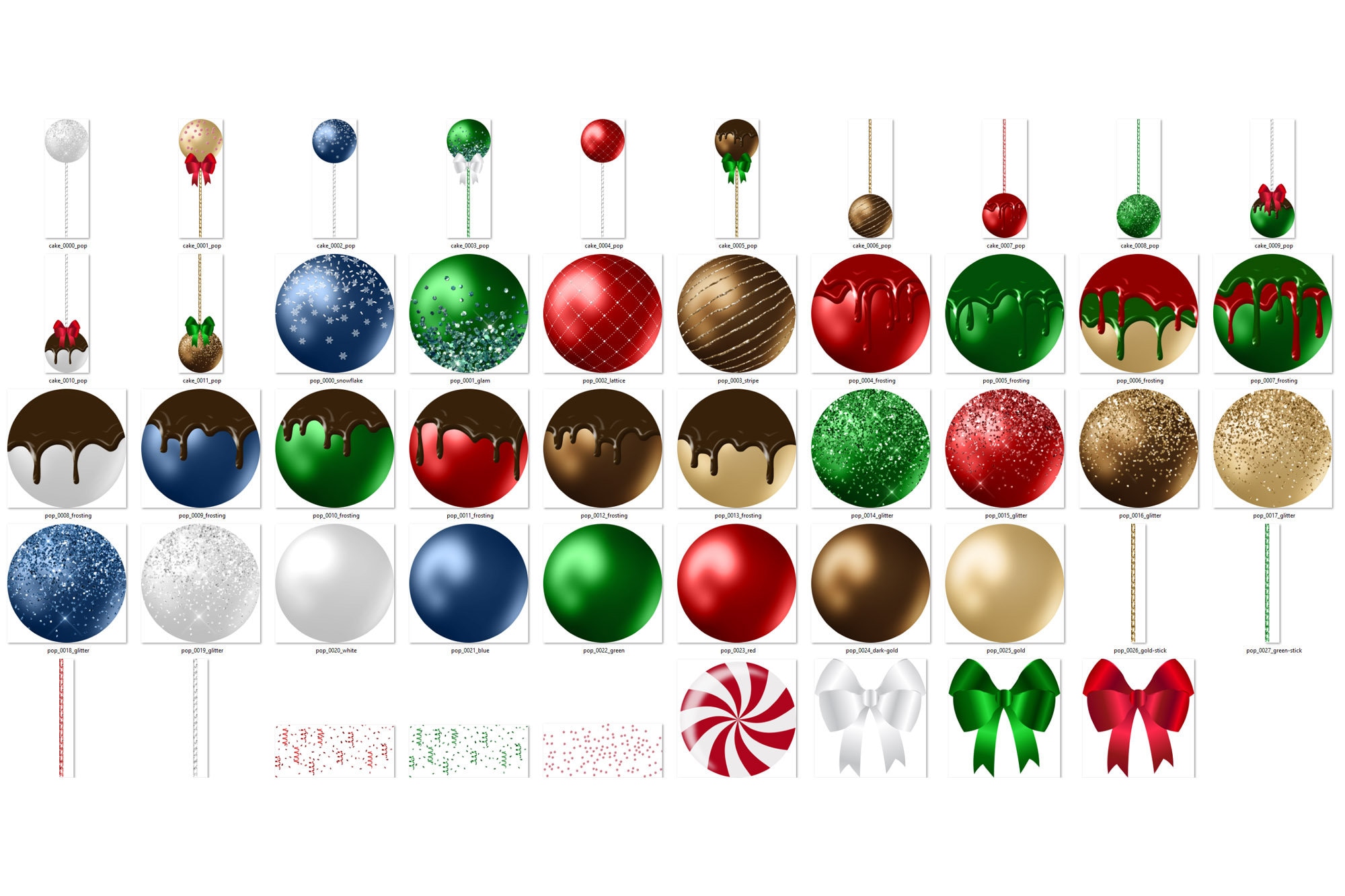 Christmas Cake Pops Clipart, Glitter Dessert Graphics (PNG, Digital ...