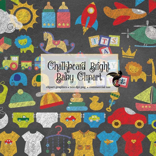 Blue Baby Shower Clipart Boy Colors Vehicles Jungle Safari | Etsy
