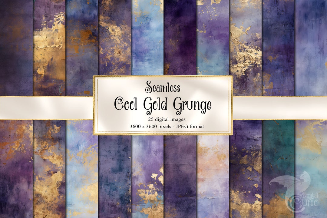 Cool Gold Grunge Digital Paper, Seamless Backgrounds With Distressed ...