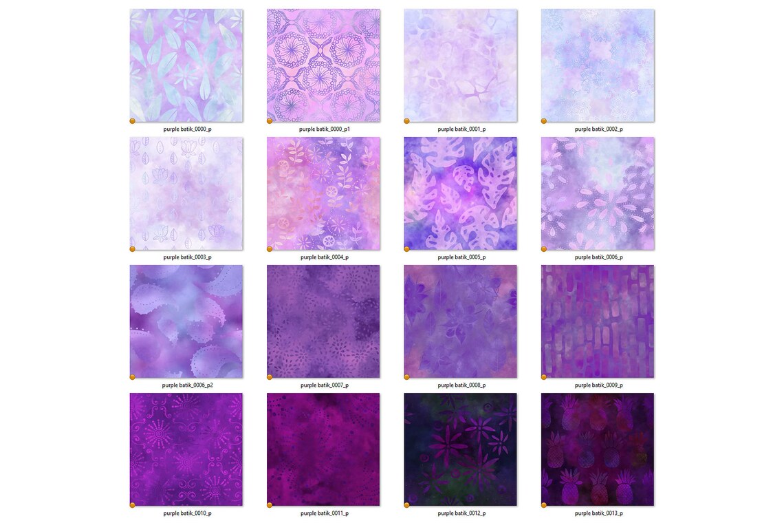 Purple Batik Digital Paper - Hand Drawn Seamless Patterns Instant ...