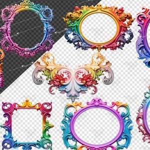 Rainbow Rococo Frames Clipart - Antique Baroque Vintage Clip Art ...