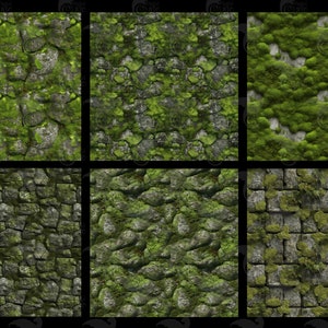 Mossy Stones Textures Digital Paper, Seamless Rustic Ancient Overgrown ...