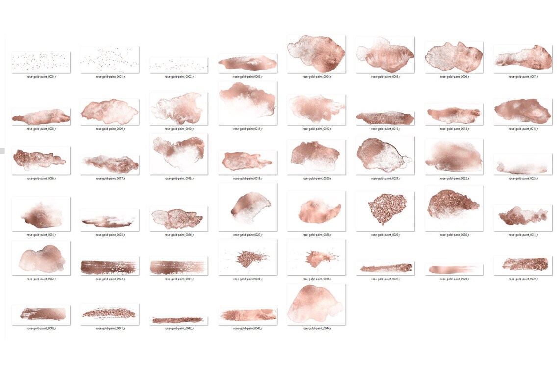 Rose Gold Paint Elements With Brush Strokes and Watercolour - Etsy