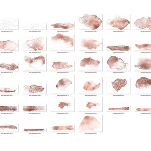 Rose Gold Paint Elements With Brush Strokes and Watercolour Blobs and ...