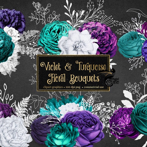 Peach Pink and Lavender Floral Clip Art for Instant Download - Etsy