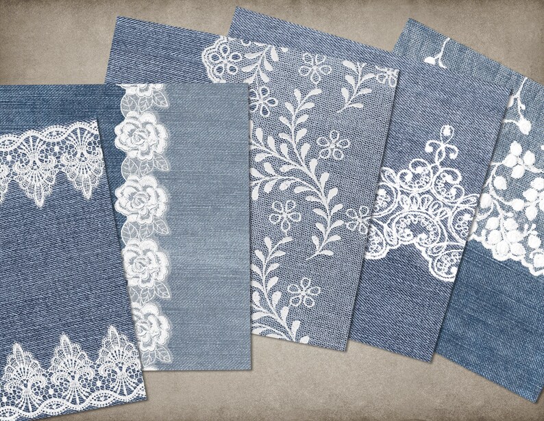 Denim and Lace Digital Paper, Rustic Wedding (digital Download) - Etsy