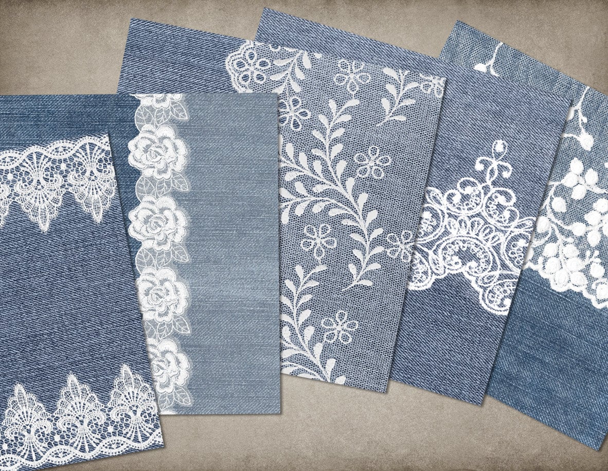 Denim and Lace Digital Paper, Rustic Wedding (digital Download) - Etsy