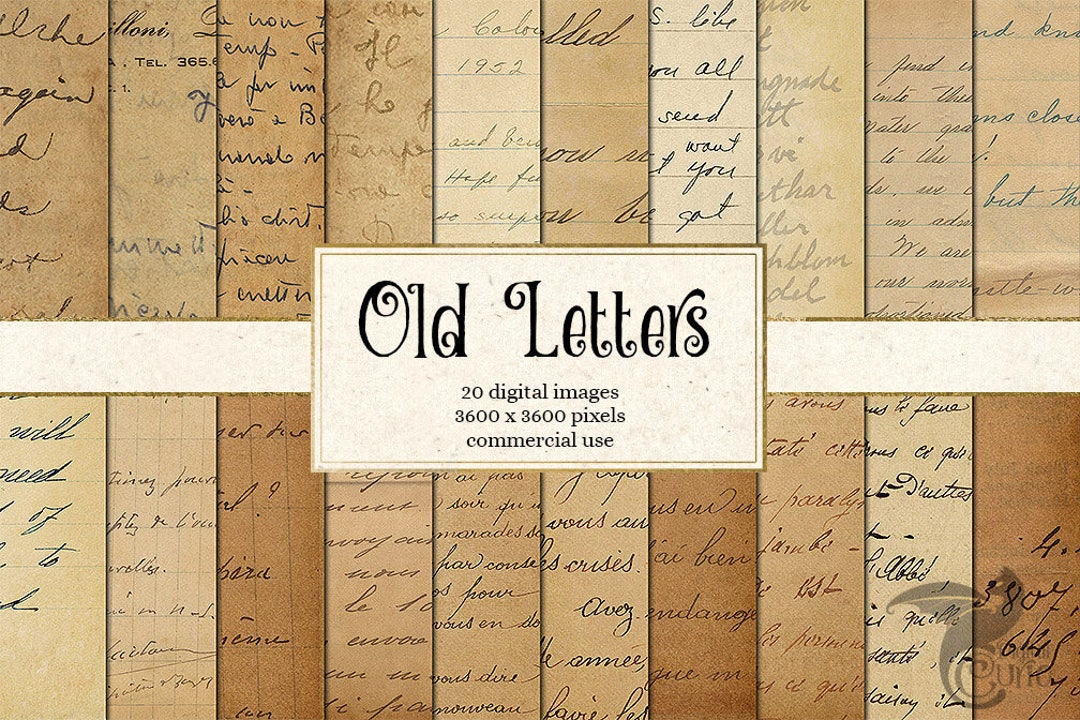 Old Letters Digital Paper, Scrapbook Paper, Vintage Antique Handwriting ...