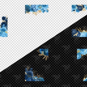 5x7 Blue and Gold Floral Overlays for Invitations, Planners, Journal ...