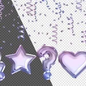 Iridescent Foil Balloon Alphabet Clipart – Blue & Purple (PNG, Digital ...