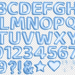 Blue Foil Balloon Alphabet Clip Art – Party Graphics (digital Download ...