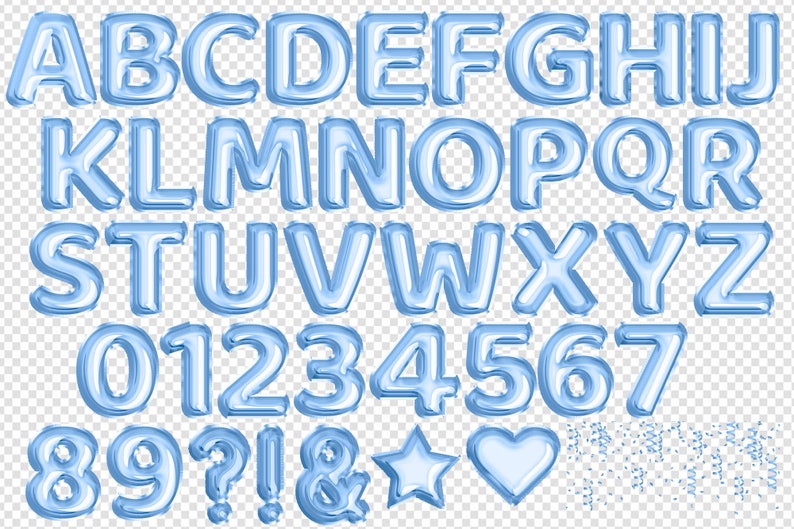 Blue Foil Balloon Alphabet Clip Art – Party Graphics (digital Download ...