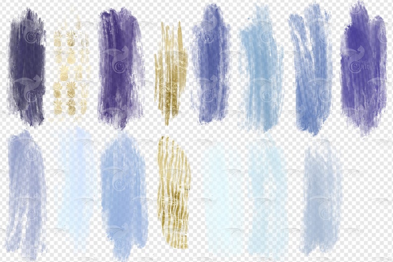 Tropical Blue Brush Strokes Clipart Safari Paint Elements in - Etsy