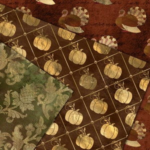 Golden Thanksgiving Digital Paper, Seamless Autumn Patterns Fall ...