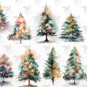 Watercolor Fairy Christmas Trees Clipart - Winter Fantasy Woodland PNG ...