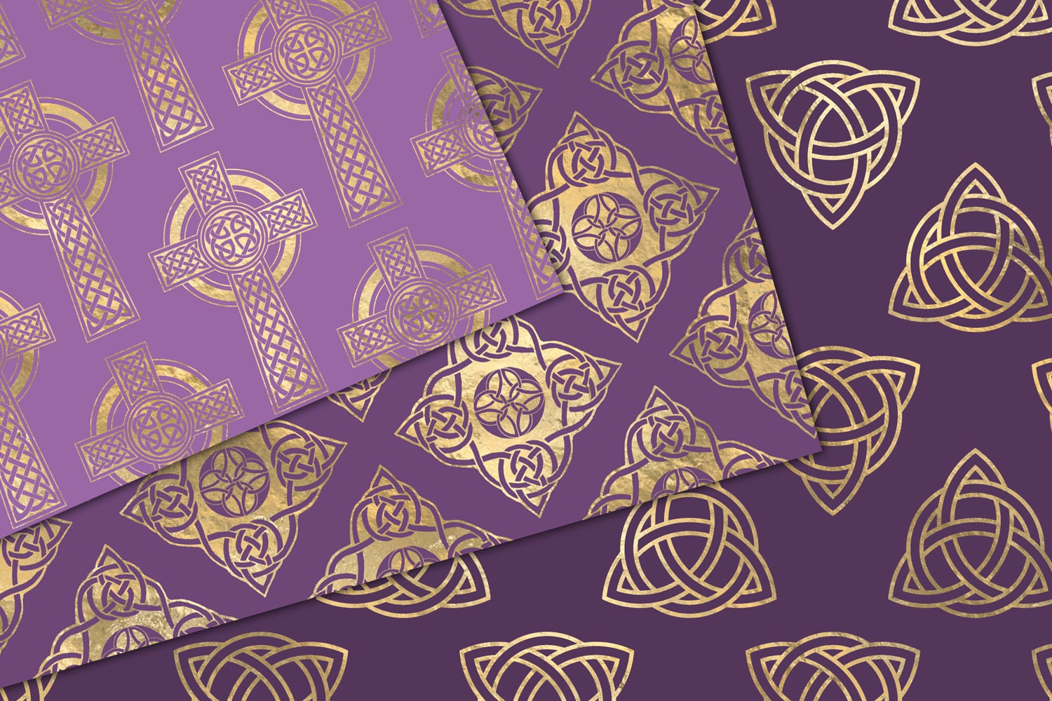 Purple and Gold Celtic Digital Paper Seamless Celtic Knot - Etsy