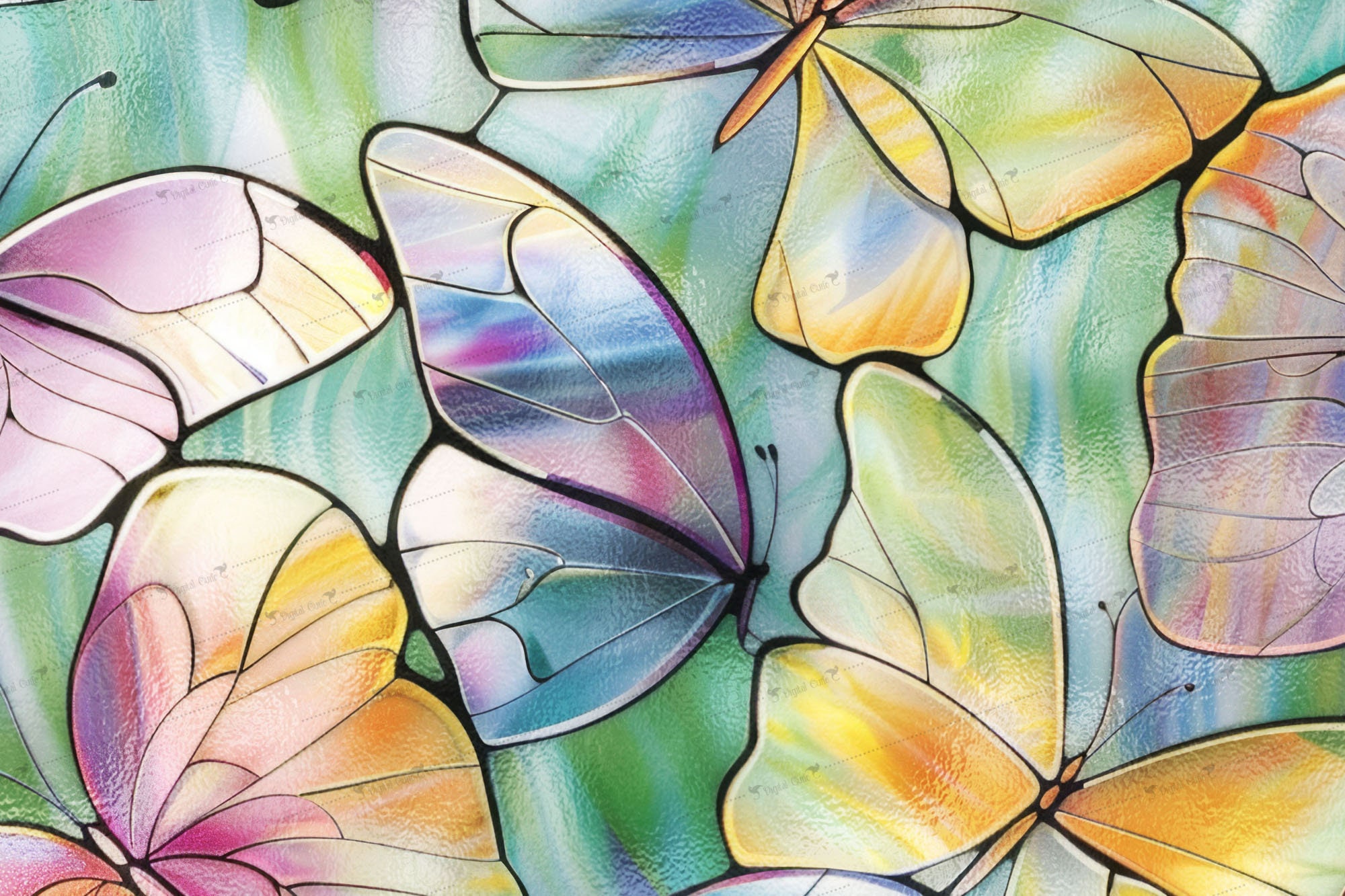 Butterfly Stained Glass Digital Paper, Seamless Textures (digital ...