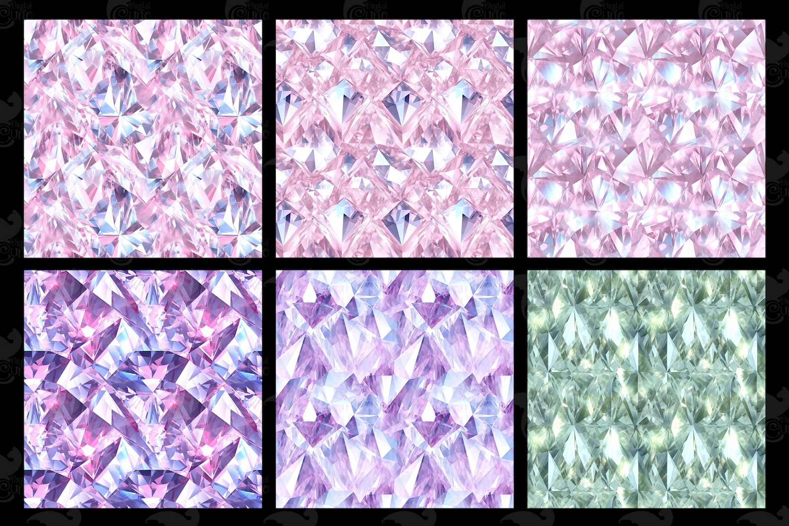 Seamless Diamond Textures - Digital Printable Crystal Diamond Pattern ...