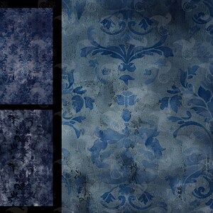 Distressed Navy Damask Digital Paper, Seamless Navy Blue Grunge ...