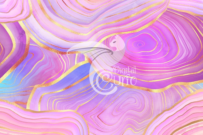 Pink Watercolor Geode Digital Paper Seamless Agate Texture | Etsy