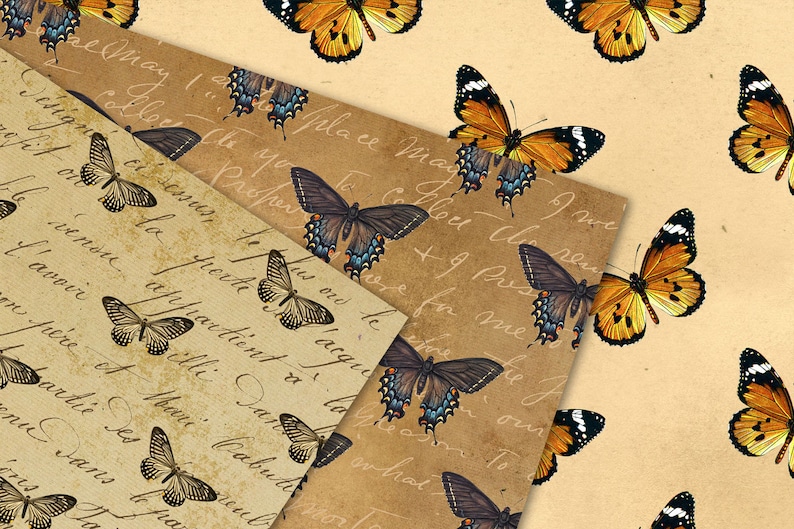 Vintage Butterfly Digital Paper Vintage Printable Butterflies - Etsy