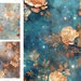 Fantasy Copper Floral Digital Paper, Seamless Patina Flower Printable ...