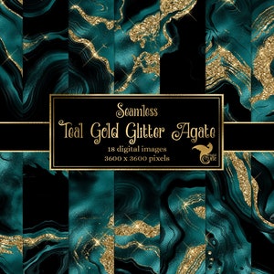 Teal Gold Glitter Agate Digital Paper, Seamless Backgrounds (JPG) - Etsy