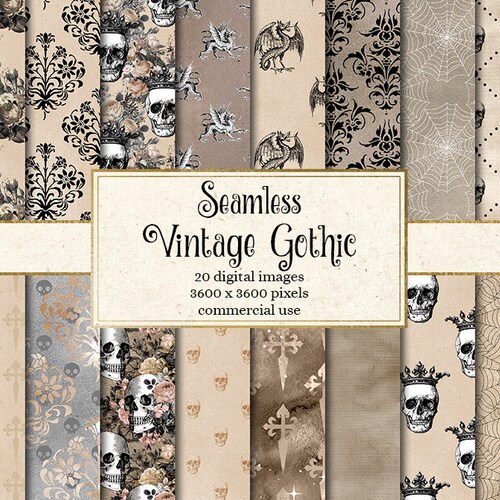 Seamless Red Gothic Digital Paper Skull Damask Halloween - Etsy