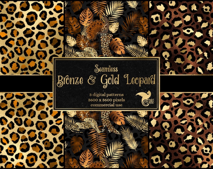 Bronze and Gold Leopard Digital Paper Seamless Leopard Spot - Etsy UK