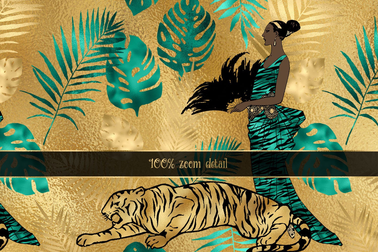 Teal and Gold Tiger Digital Paper Seamless Tiger Stripe | Etsy