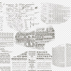 Antique Text Overlays, Digital Antique Handwriting and Newsprint PNG ...