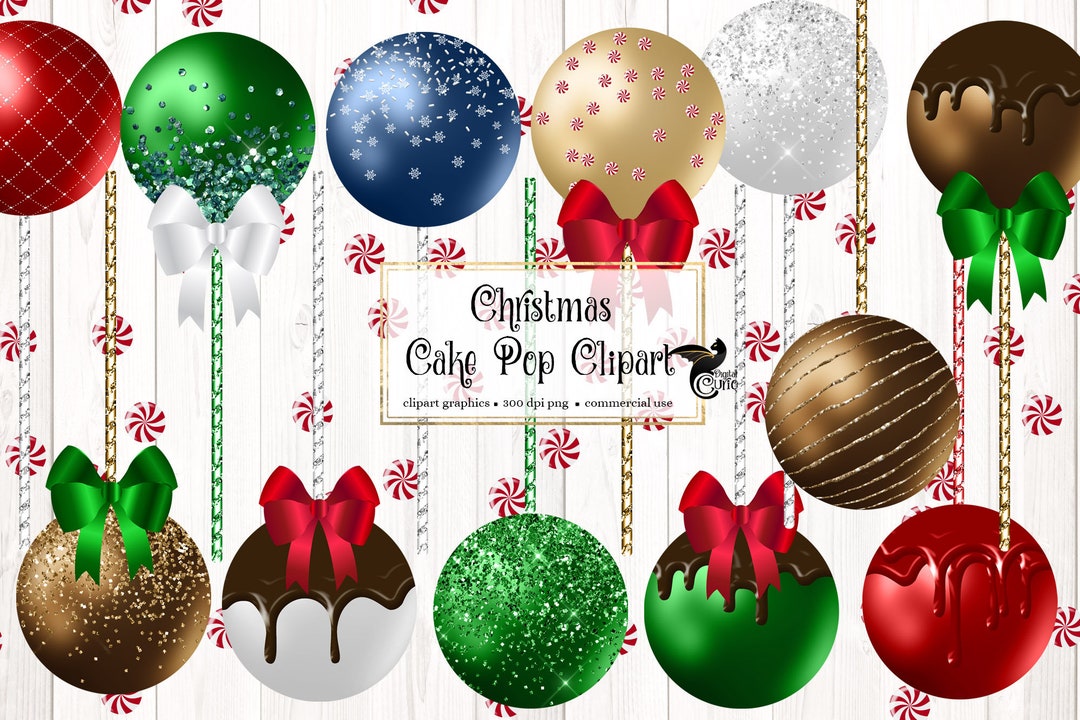 Christmas Cake Pops Clipart, Glitter Dessert Graphics (PNG, Digital ...