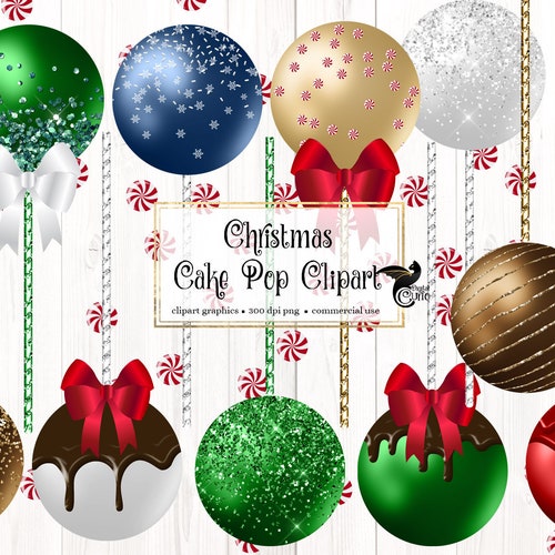 Glam Cake Pops Clipart Glitter Dessert Clip Art Graphics in - Etsy
