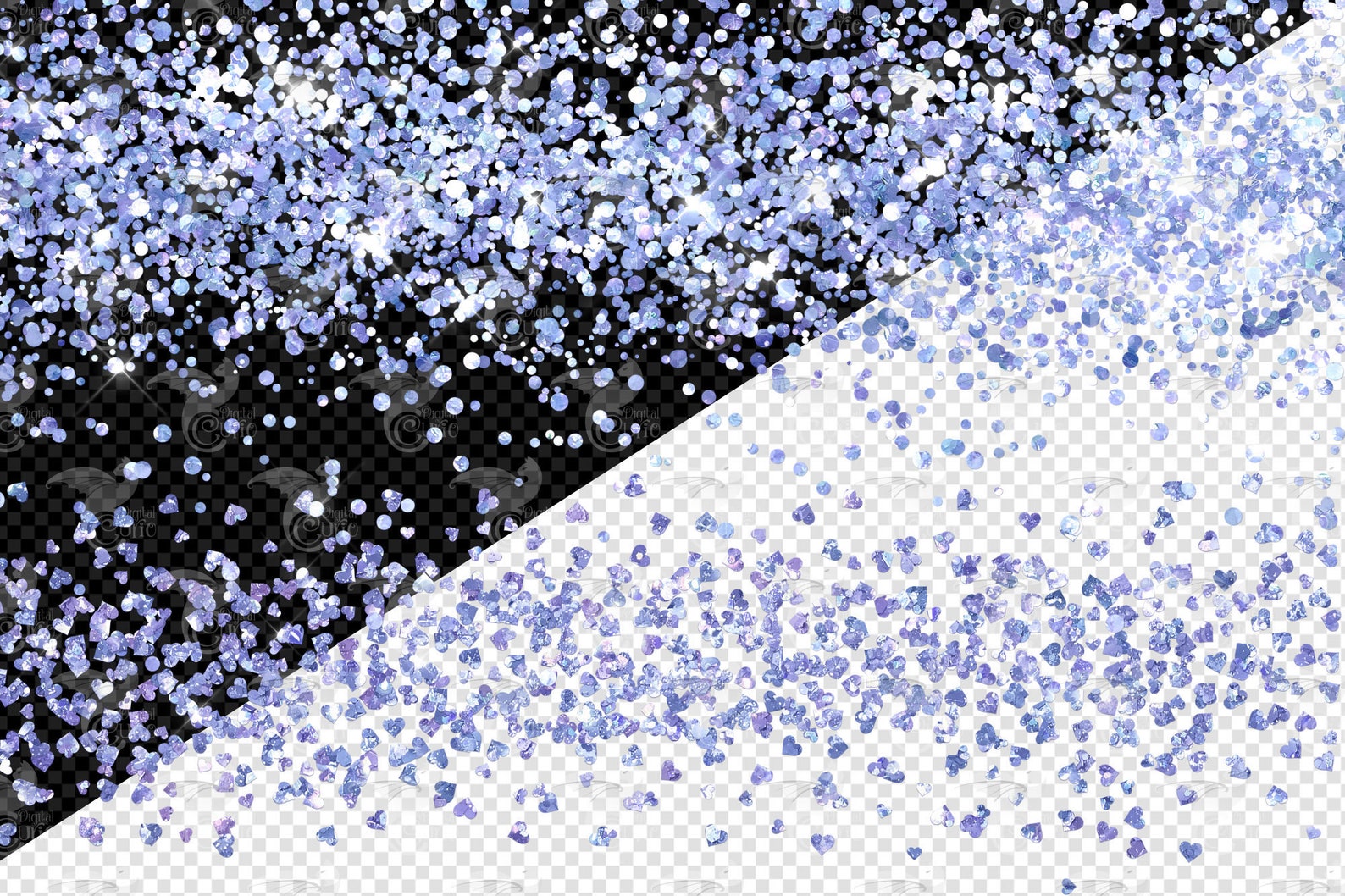 Blue Glitter Clip Art Overlays Digital Instant Download Etsy