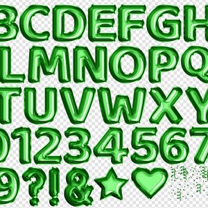 Green Foil Balloon Alphabet Clip Art - Digital Instant Download ...