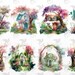Watercolor Spring Cottages Clipart - Springtime Cute Little Houses PNG ...