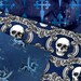 Seamless Blue Gothic Digital Paper, Skull Damask Halloween Scrapbook ...