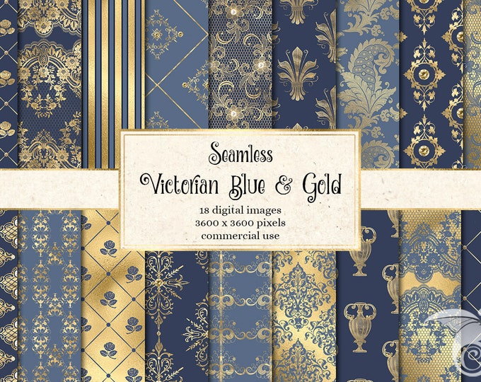 Distressed Green and Gold Digital Paper, Damask Textures (digital ...