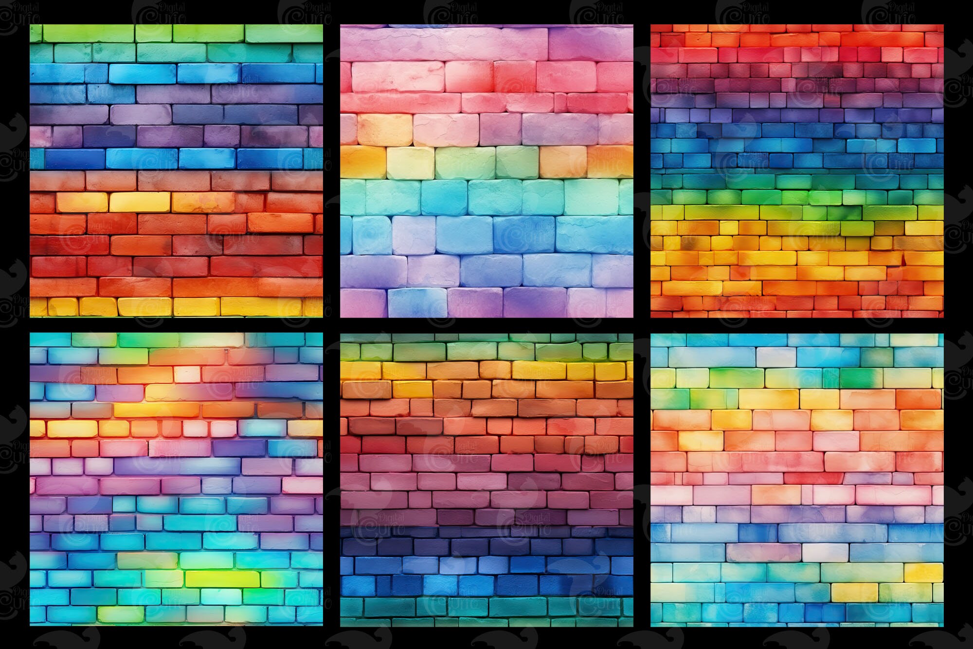 Rainbow Brick Textures, Seamless Digital Paper (digital Download) - Etsy