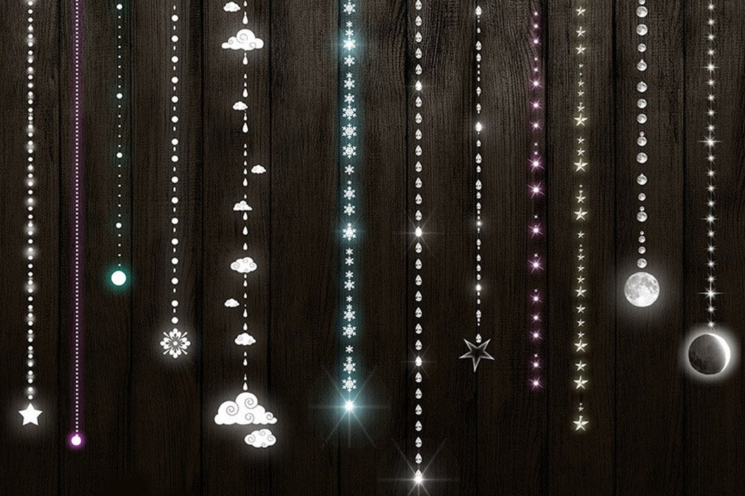 Glowing Strings Clipart, Celestial Stars Party Wedding Lights (digital ...
