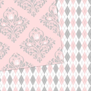 Blush and Gray Digital Paper Set, Seamless Patterns (digital Download ...
