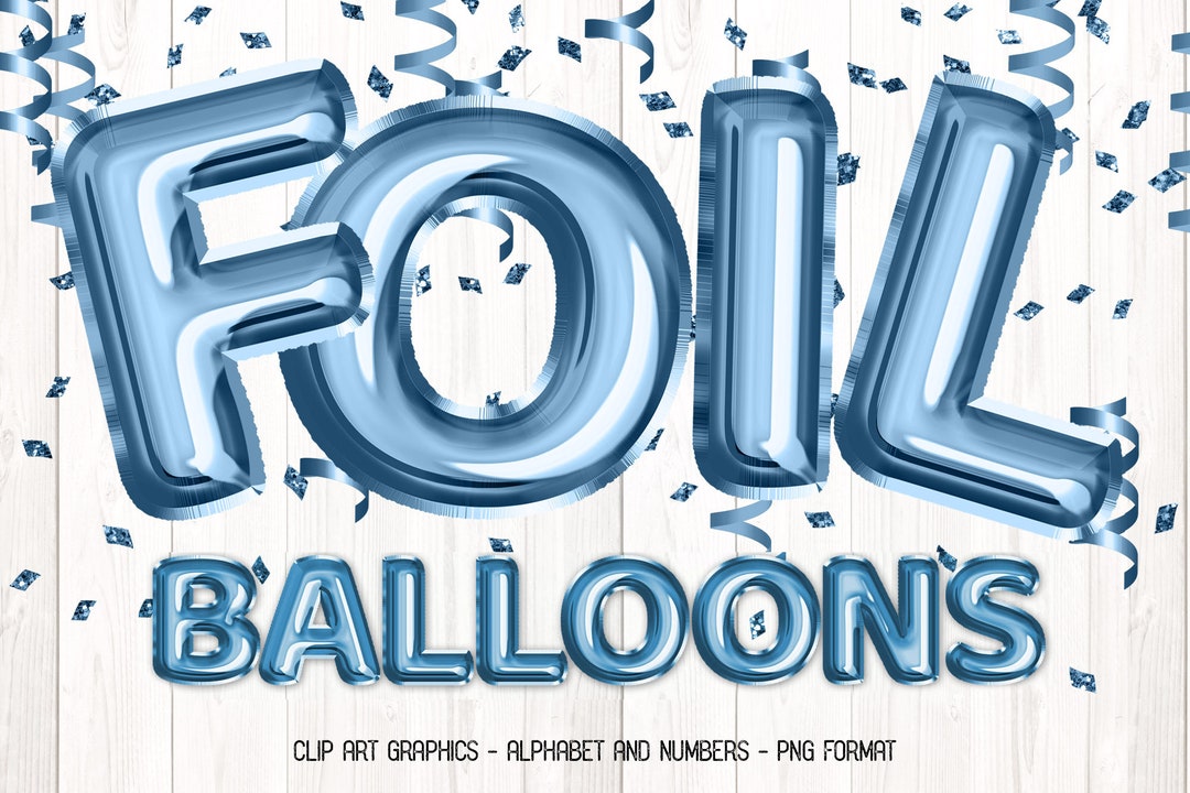 Dusty Blue Foil Balloon Alphabet Clip Art (PNG Digital Download) - Etsy