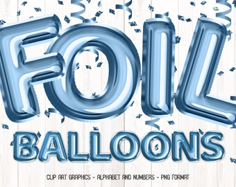 Blue Foil Balloon Alphabet Clip Art, Commercial Use Instant Download ...