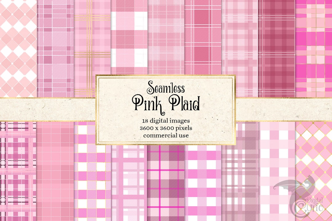 Pink Plaid Digital Paper, Seamless Patterns for Instant Download ...